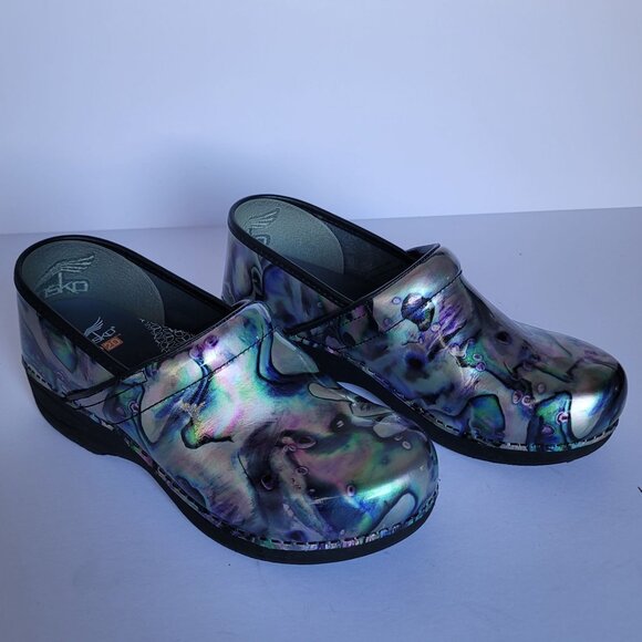 Dansko | Shoes | Dansko Xp 20 Silver Pearl Patent Leather Clogs Size Us ...